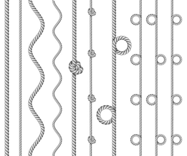 White twisted rope border set Royalty Free Vector Image