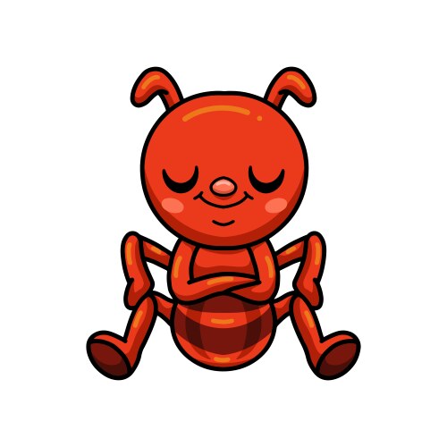 Cute little red ant cartoon holding a flower Vector Image