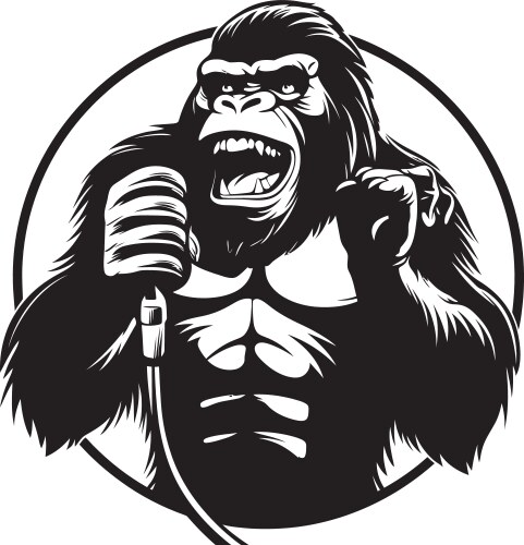 Mic mastery black logo design sonic simian Vector Image