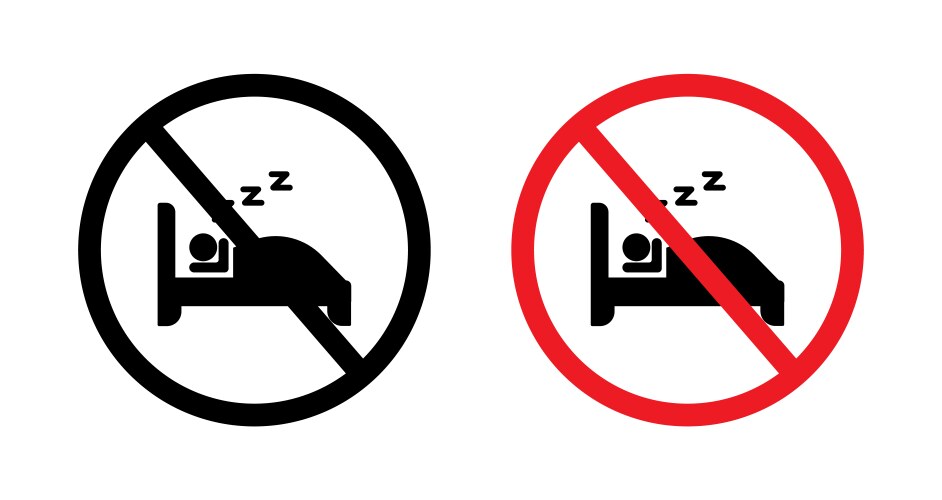 Sleepover ban sign icon set rest warning Vector Image