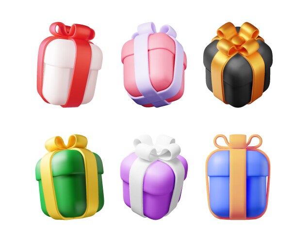 3d gift box set isolated Royalty Free Vector Image