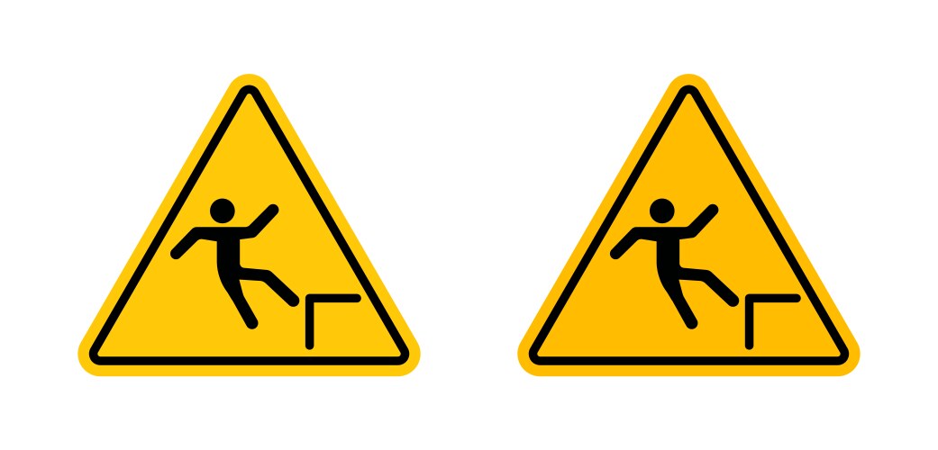 Slip warning sign icon set alert for slippery Vector Image