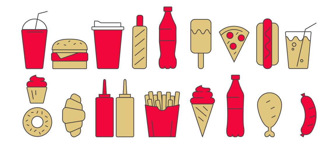 Outline pattern for a fast food restaurant Vector Image