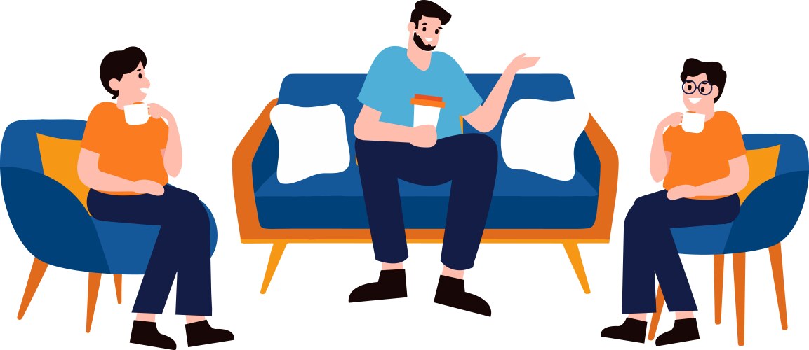 People sitting and talking on the couch Royalty Free Vector