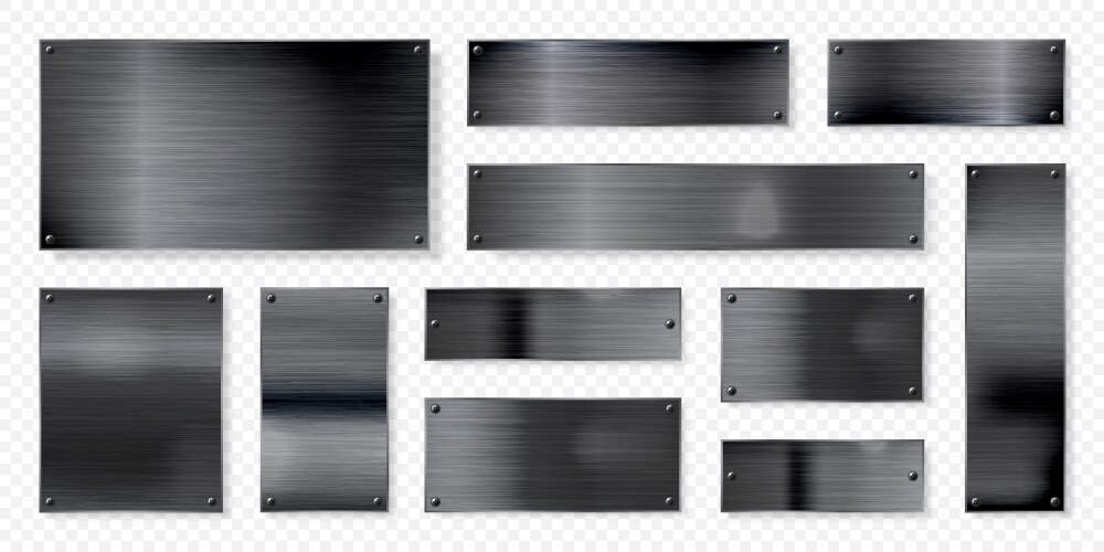 Various realistic black metal banners collection Vector Image