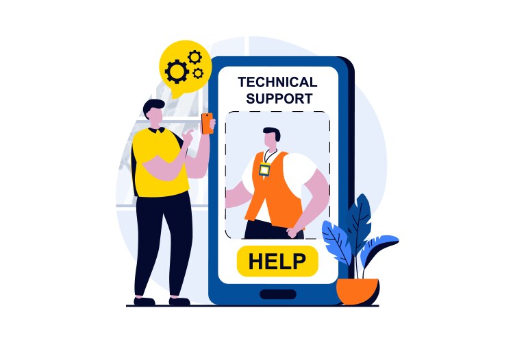 Technical support web concept with people scenes Vector Image