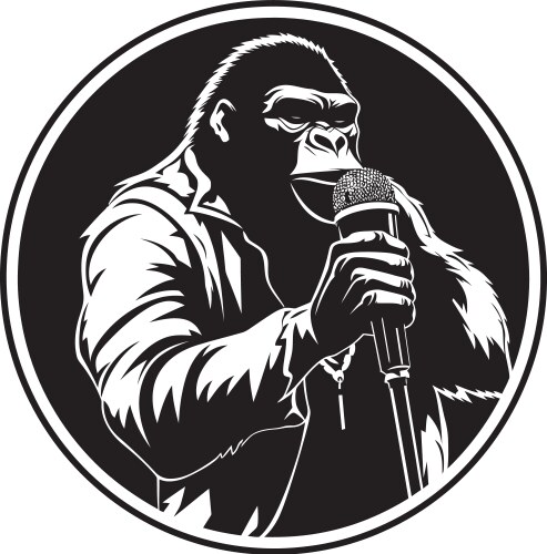 Mic monarch black logo groove gorilla Royalty Free Vector