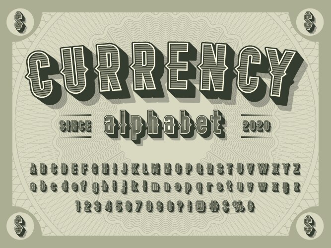 Money font Royalty Free Vector Image - VectorStock