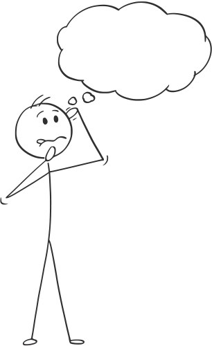 Cartoon of businessman thinking hard with pen Vector Image