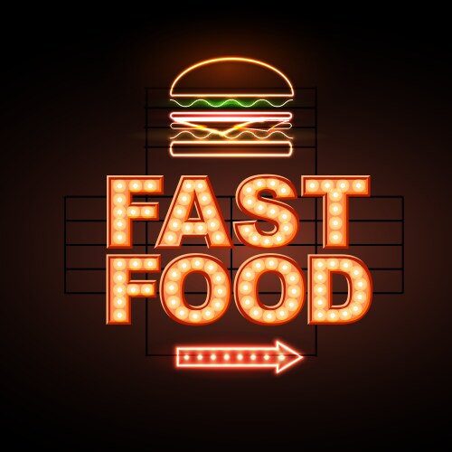 Cheeseburger neon sign poster Royalty Free Vector Image