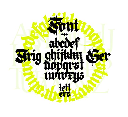 Font composition from the gothic letter r Vector Image