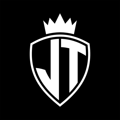 Jt logo with shield shape geeometric crown Vector Image