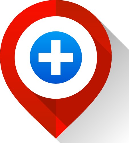 Ambulance map pin icon Royalty Free Vector Image