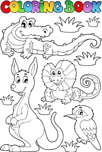 Coloring book zoo animals set 2 Royalty Free Vector Image