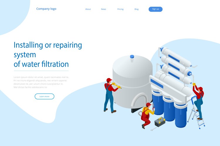 Isometric installing or repairing system water Vector Image