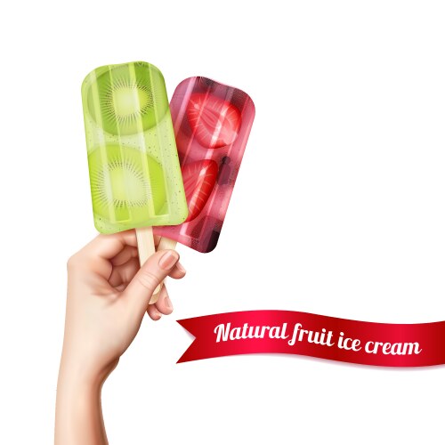 Fresh fruit popsicles mint banana strawberry Vector Image