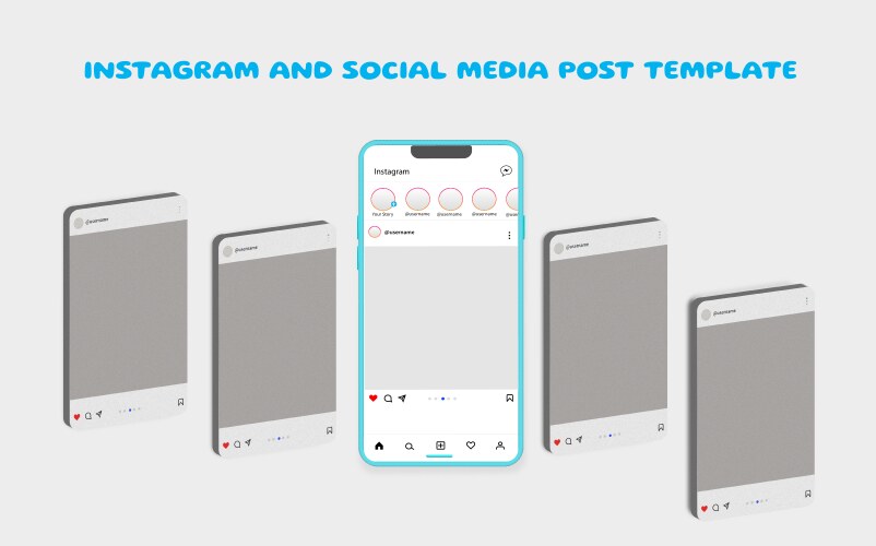Instagram carousel post template Royalty Free Vector Image