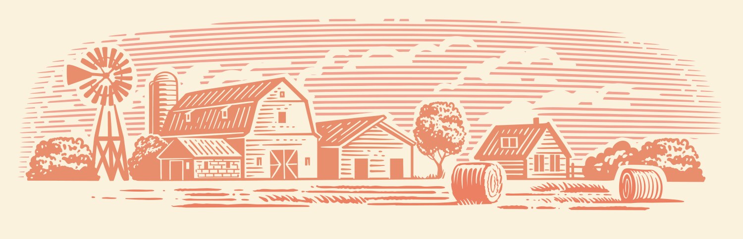 Field with haystacks farming landscape Royalty Free Vector