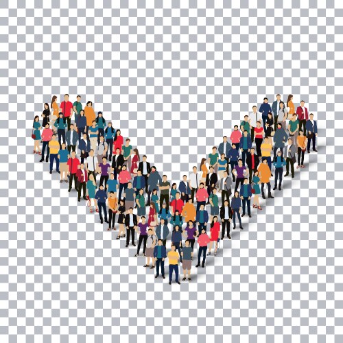 Group people shape letter v Royalty Free Vector Image