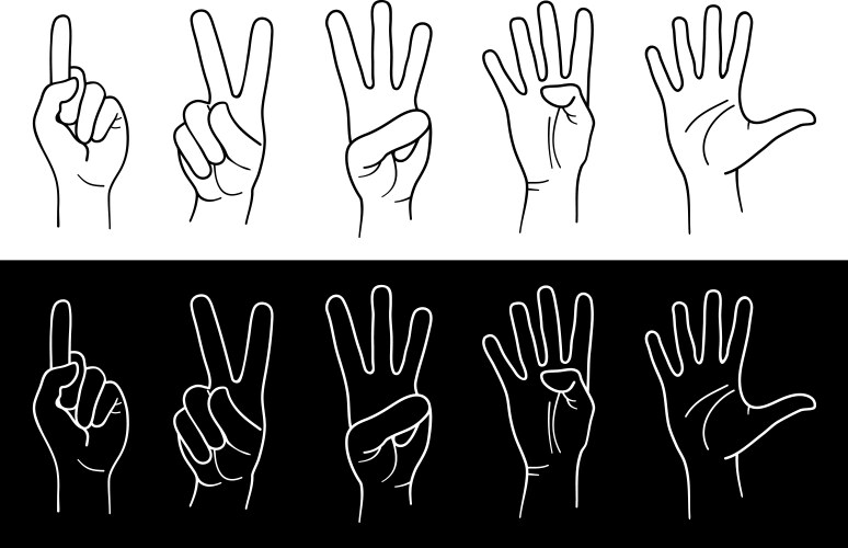 Counting showing various finger combinations Vector Image