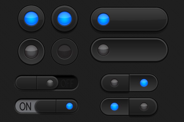 Toggle switch interface buttons gray elements Vector Image