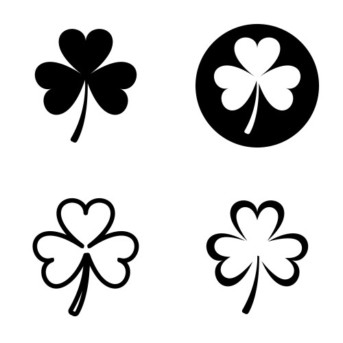 Five leaves clover icons Royalty Free Vector Image