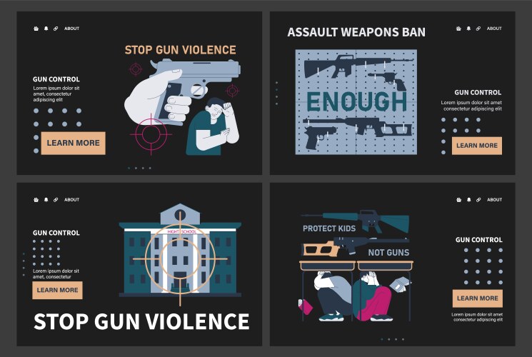 Gun control set second amendment ban weapon Vector Image