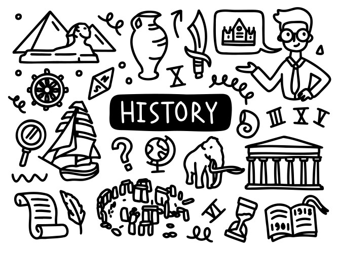 History class set of objects Royalty Free Vector Image