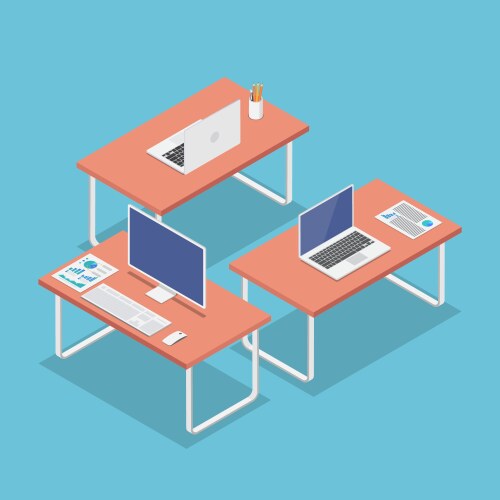 Isometric interior office workplace composition Vector Image