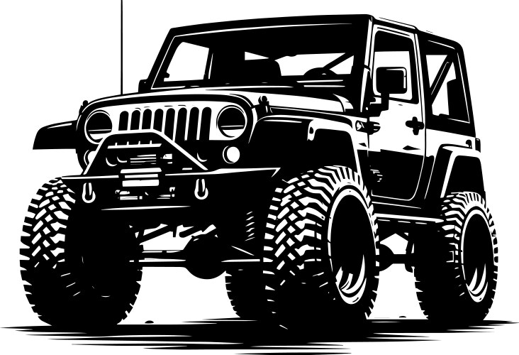 Off-road jeep adventure car silhouette isolated Vector Image