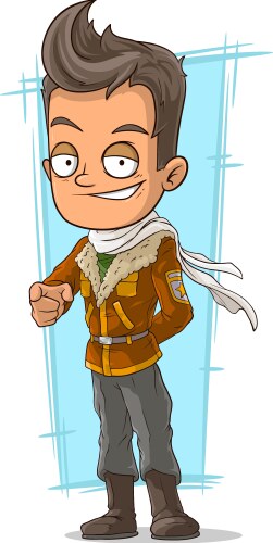 Cartoon pilot in cool white helmet Royalty Free Vector Image