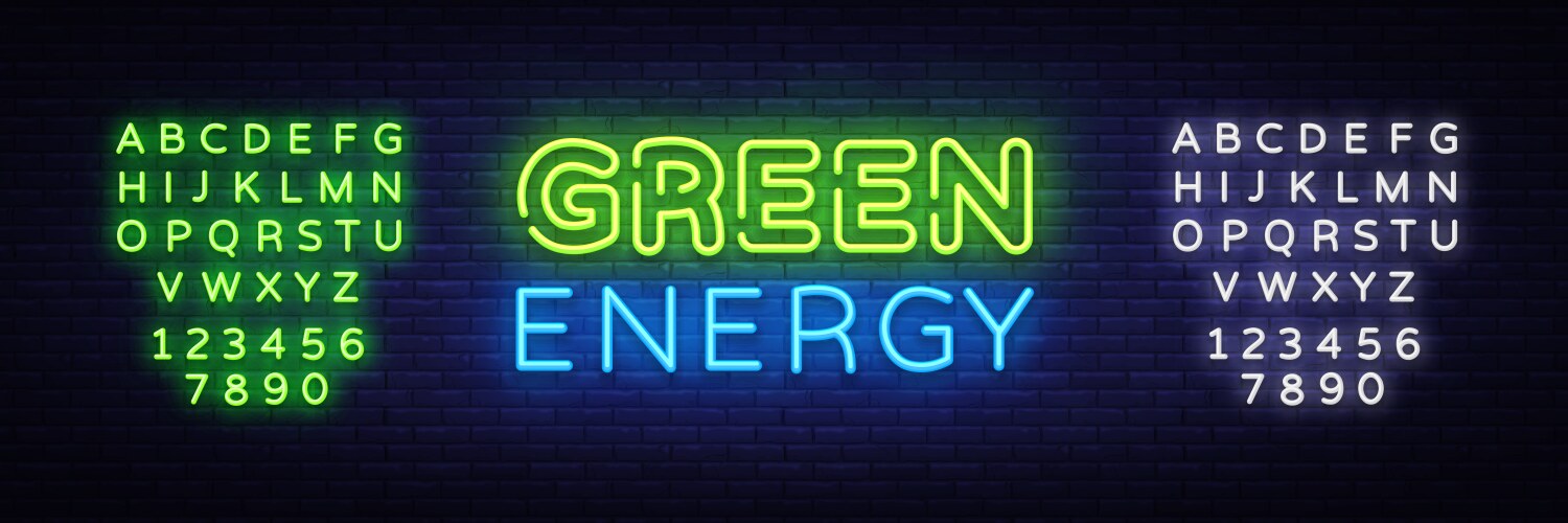 Green energy neon sign eco design Royalty Free Vector Image