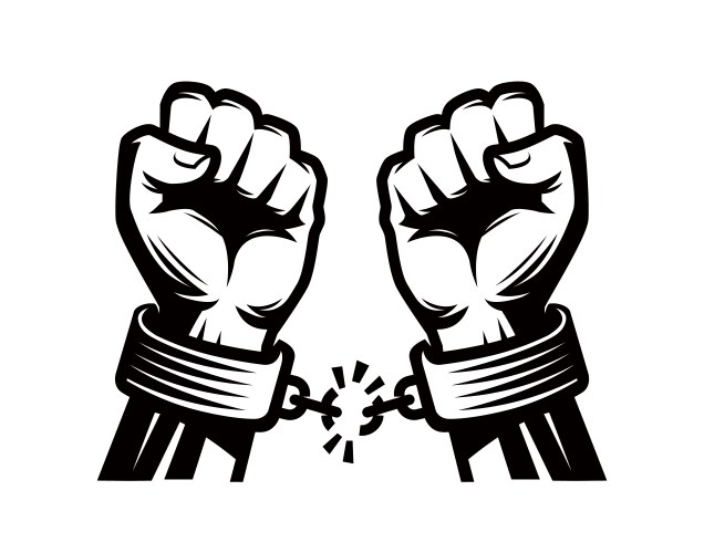 Shackles on his hands Royalty Free Vector Image