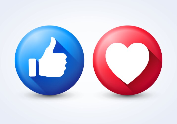 Like and heart flat icons Royalty Free Vector Image