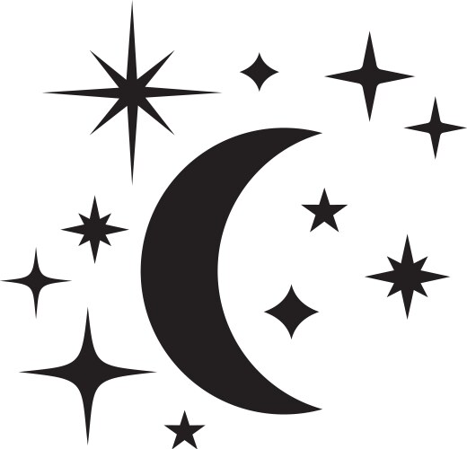 Moon Logo Black And White Crescent Moon Black White Vector Images