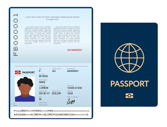 Open passport template Royalty Free Vector Image