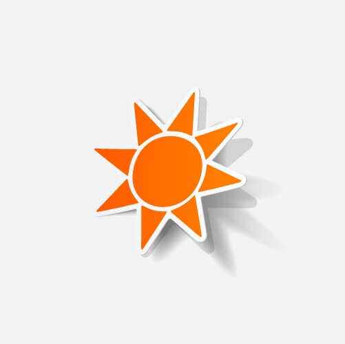 Realistic paper sticker sun Royalty Free Vector Image