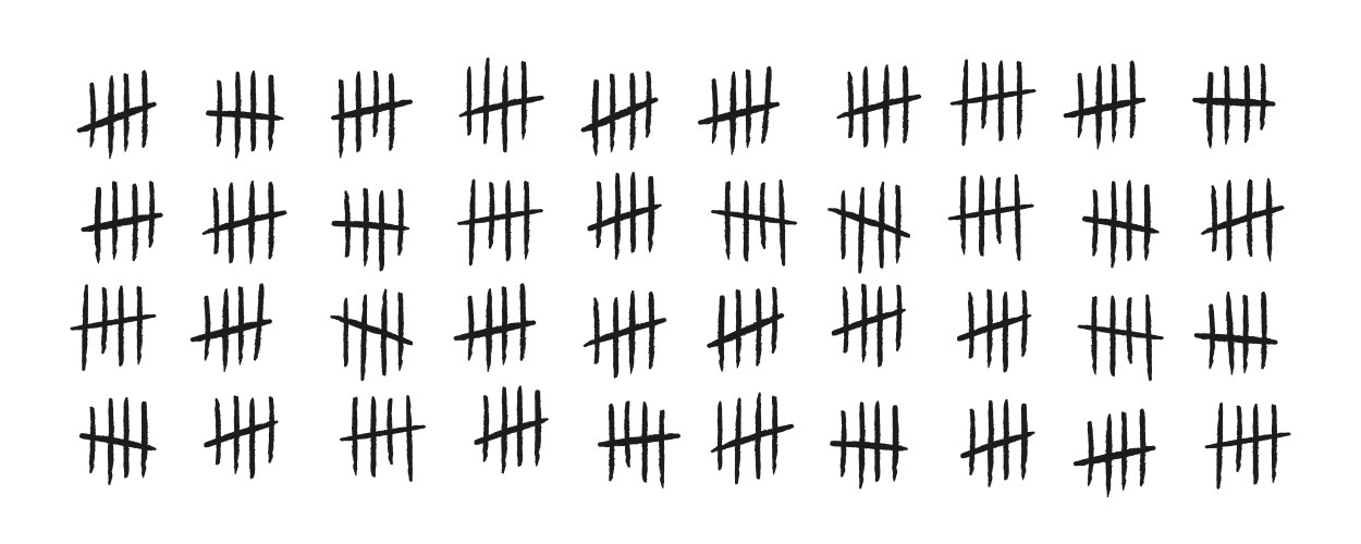 Charcoal tally marks hand drawn sticks sorted Vector Image