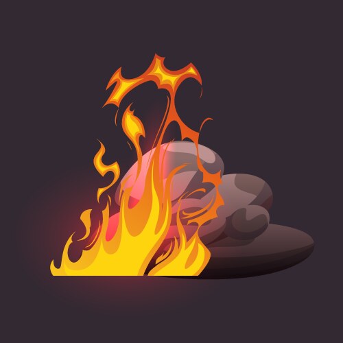 Cartoon fire game effect icon set hot flame comic Vector Image