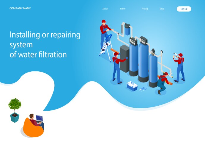 Water cleaning systems isometric flowchart Vector Image