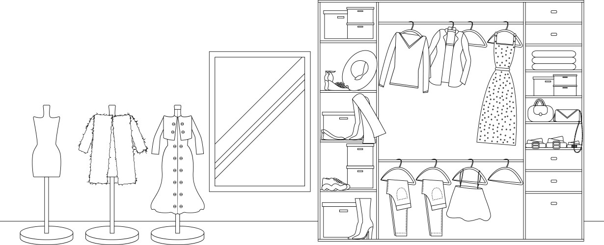 Hand drawn wardrobe sketch Royalty Free Vector Image
