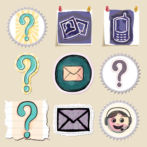 Communication icons set hand drawn and isolated Vector Image
