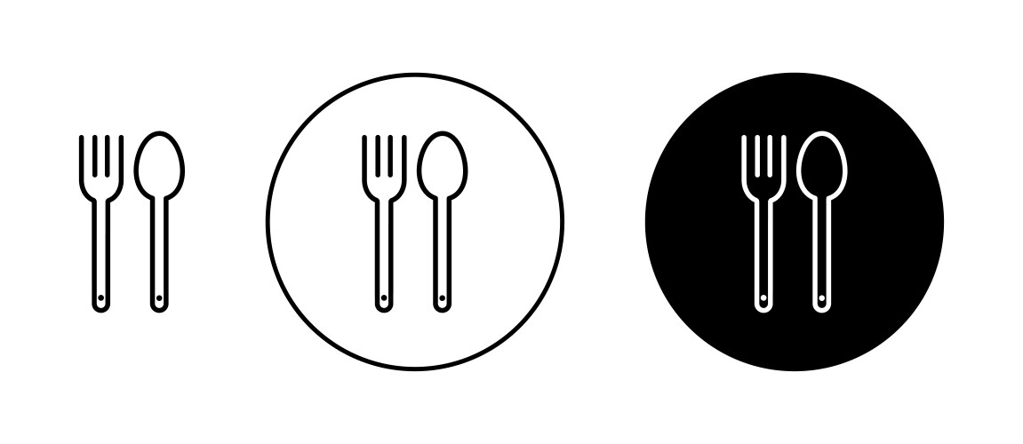 Spoon and fork icon set cutlery dinner meal Vector Image