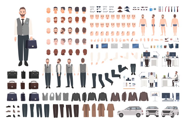 Engineer worker character creation and animation Vector Image