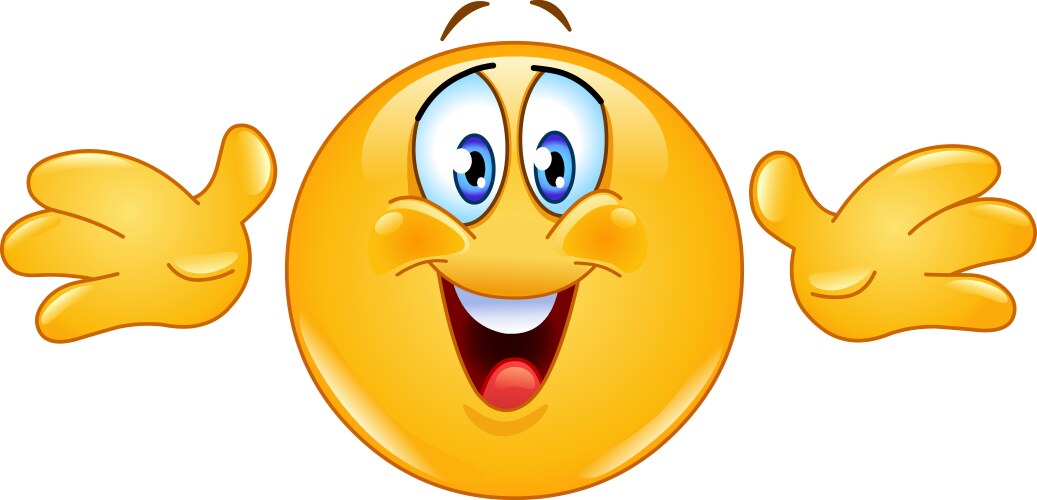 Big smile emoticon with thumbs up Royalty Free Vector Image