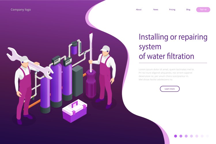 Isometric installing or repairing system water Vector Image