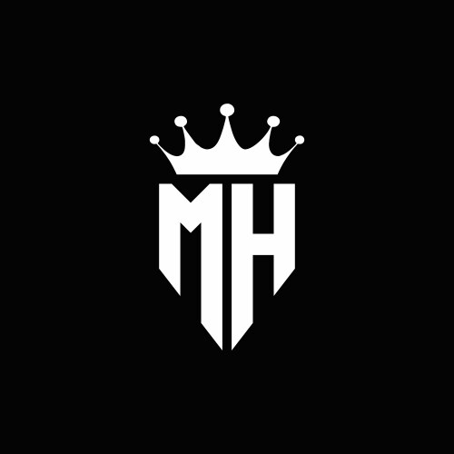 Mh logo monogram emblem style with crown shape Vector Image