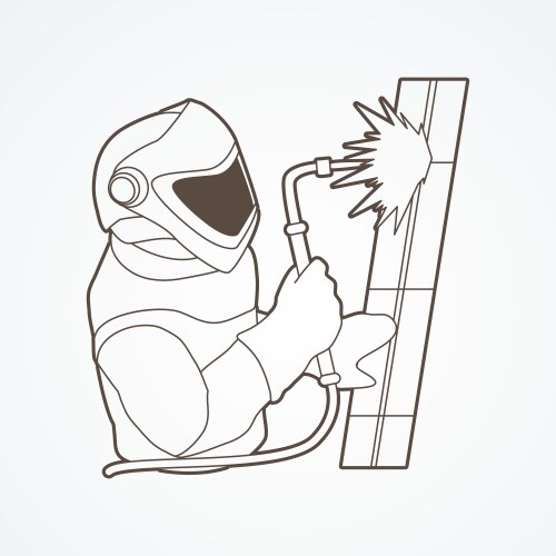 Welder welds metal black and white Royalty Free Vector Image