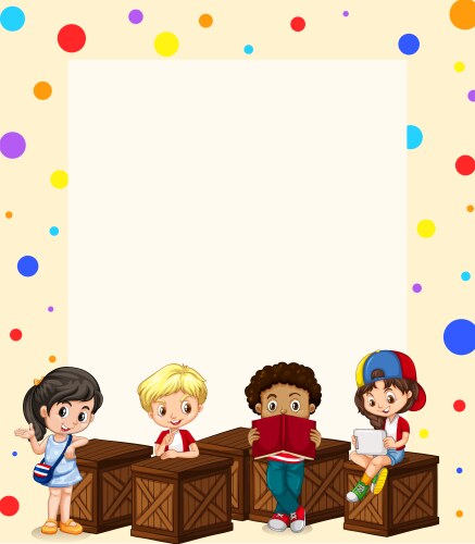 Border template with happy children devices Vector Image