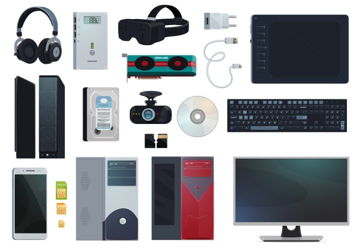 Personal computers evolution cartoon set Vector Image